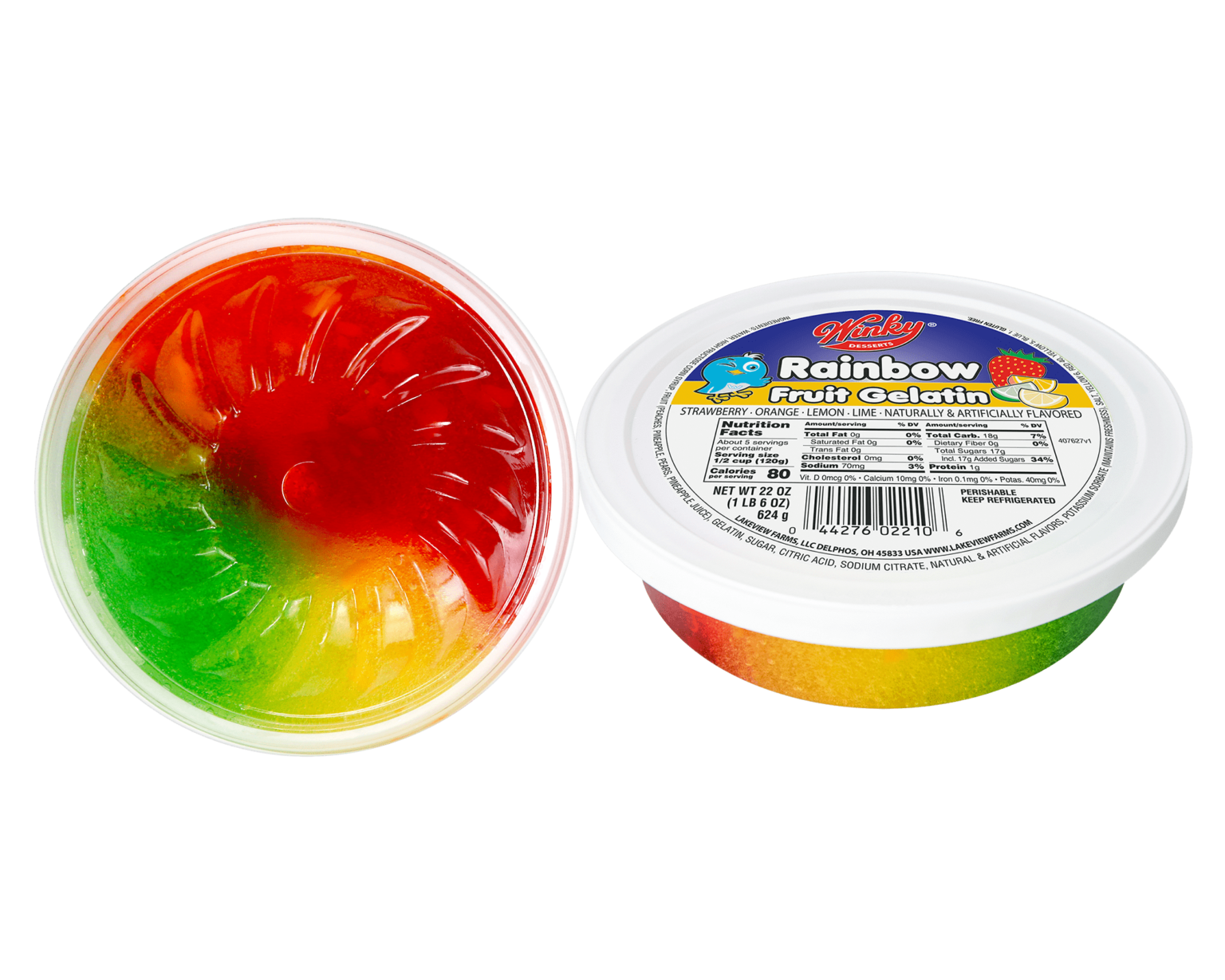 Winky Rainbow Fruit Gelatin Dessert 20oz - Lakeview Farms